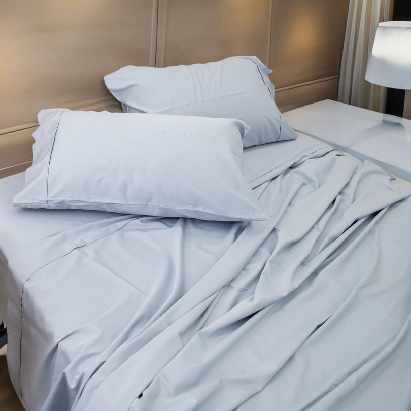 Bamboo Eco 400THC Cotton Mega Sheet Set Range Sky Blue – Manchester ...