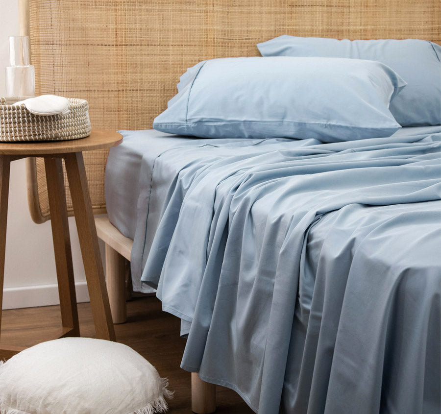 Bamboo Eco 400THC Cotton Mega Sheet Set Range Sky Blue – Manchester ...