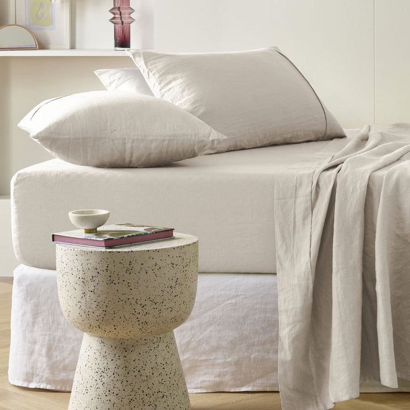Stonewashed French Linen Mega Sheet Set Range Natural – Manchester ...