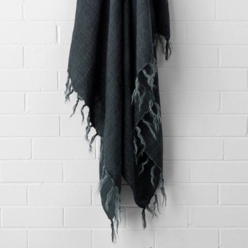 Vintage Linen Fringe 130x170cm Throw Rug Slate – Manchester Warehouse