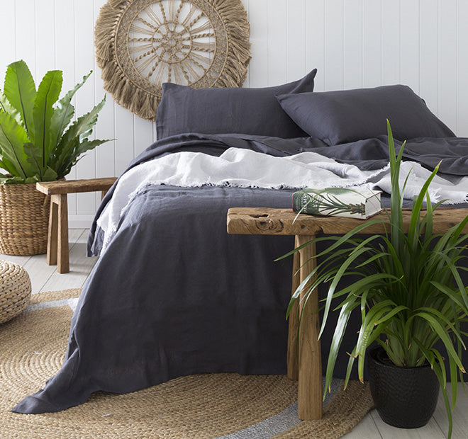 French Linen Mega Sheet Set Range Charcoal – Manchester Warehouse