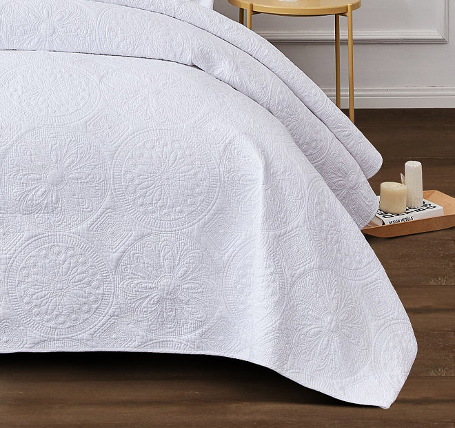 Embroidered Vivid White Coverlet Set Range – Manchester Warehouse
