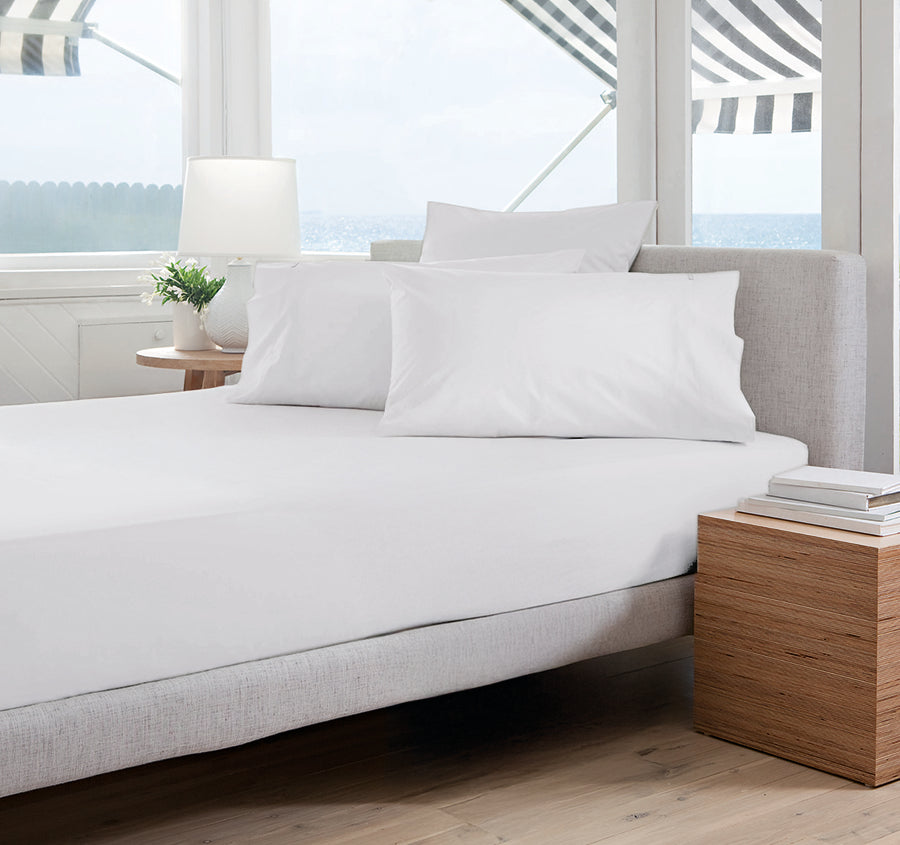 Oxford 300TC Crisp Cotton Percale Fitted Combo Set Range Pure White ...
