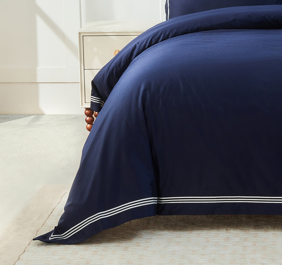 Signature 500TC Embroidered Egyptian Cotton Quilt Cover Set Range Midn ...