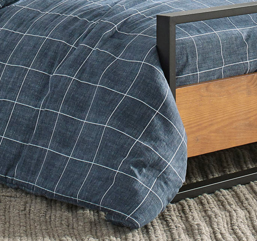Holden Grid Quilt Cover Set Range Indigo – Manchester Warehouse