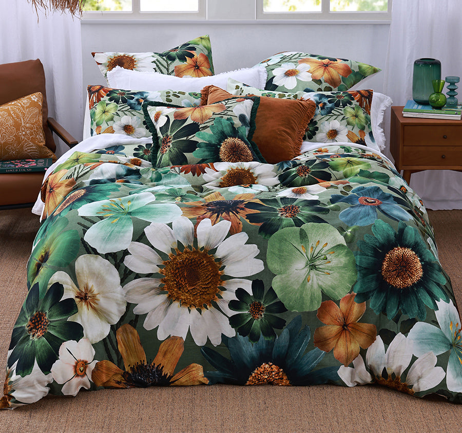 Flowerfield Quilt Cover Set Range Green – Manchester Warehouse