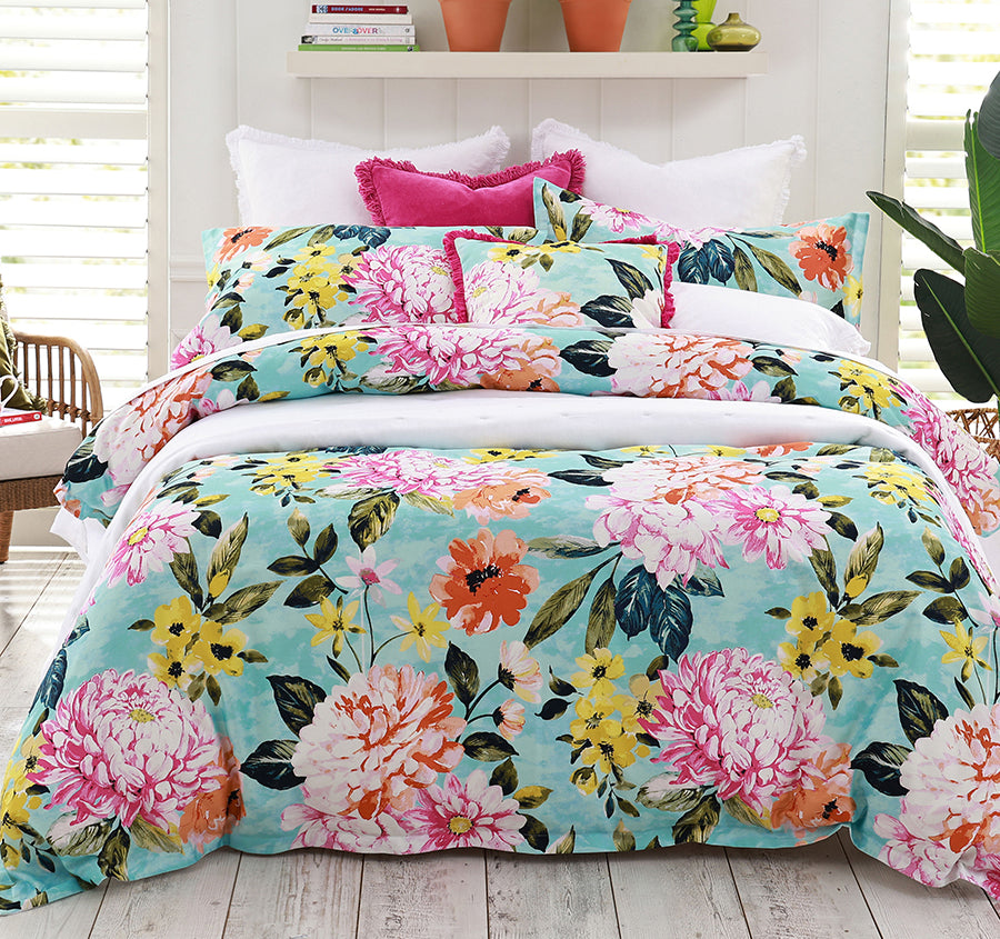 Ravello Quilt Cover Set Range Aqua – Manchester Warehouse