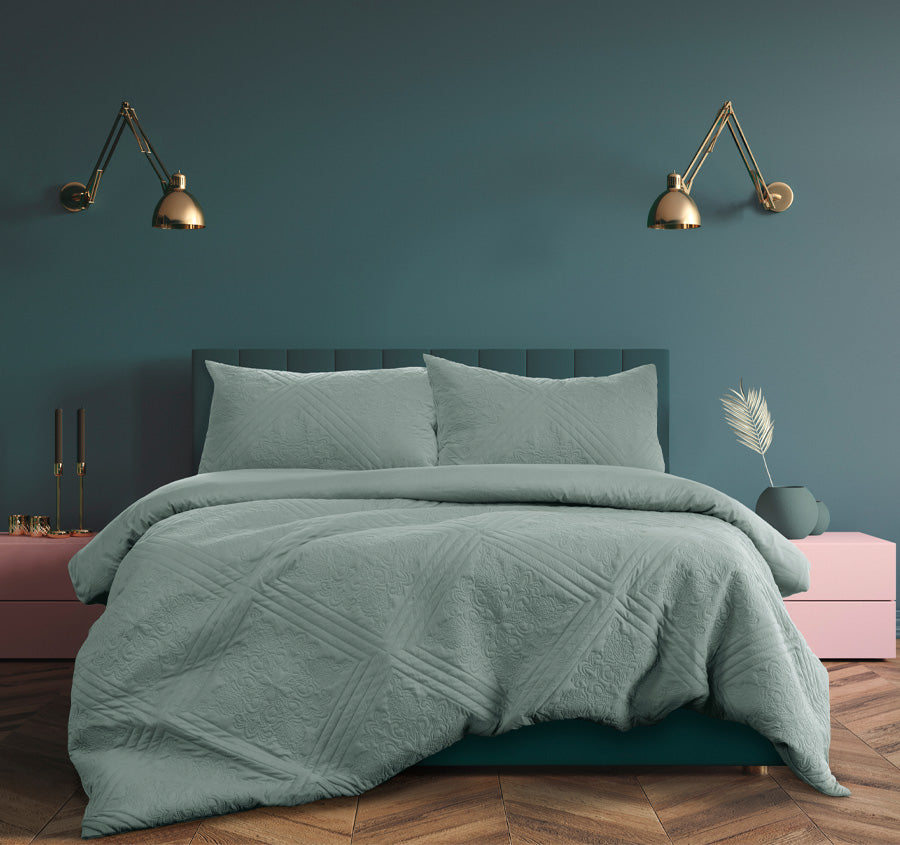 Eddison Quilt Cover Set Range Bluestone – Manchester Warehouse
