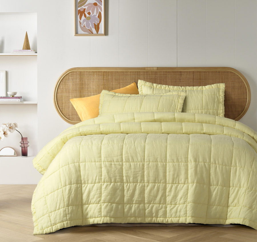Stonewashed French Linen Coverlet Set Range Butter – Manchester Warehouse