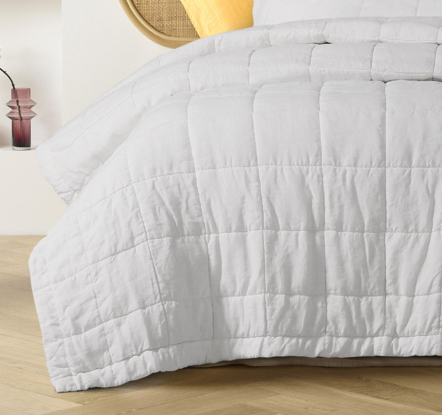 Stonewashed French Linen Coverlet Set Range White – Manchester Warehouse