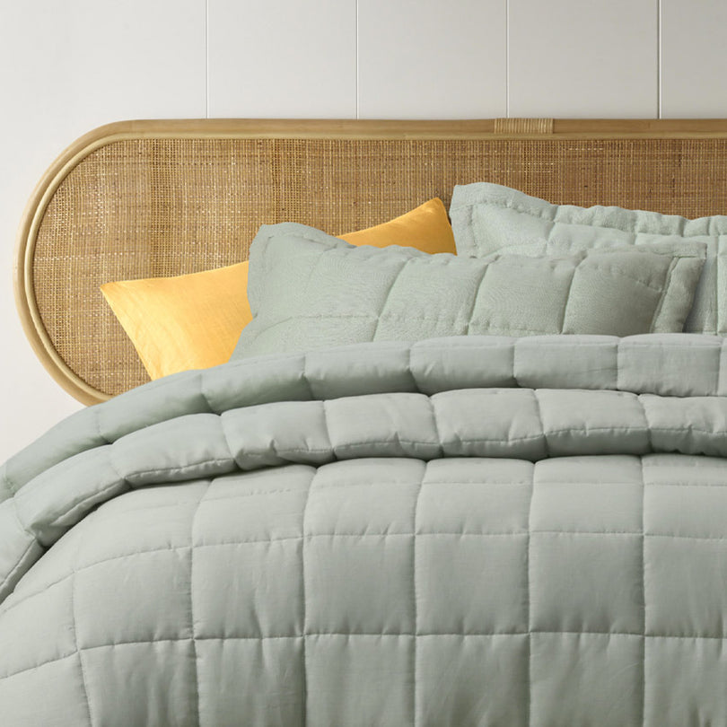 Stonewashed French Linen Coverlet Set Range Sage – Manchester Warehouse