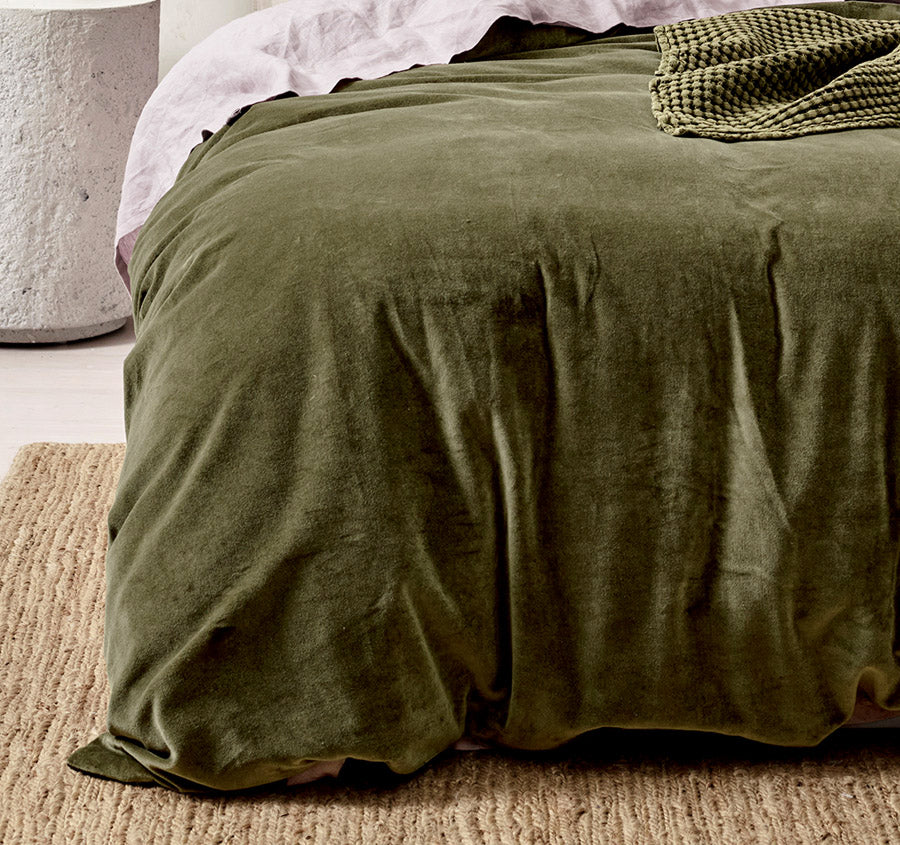 Luxury Velvet Quilt Cover Range Caper – Manchester Warehouse