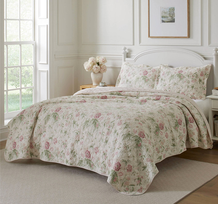 Breezy Floral Coverlet Set Pink and Green – Manchester Warehouse
