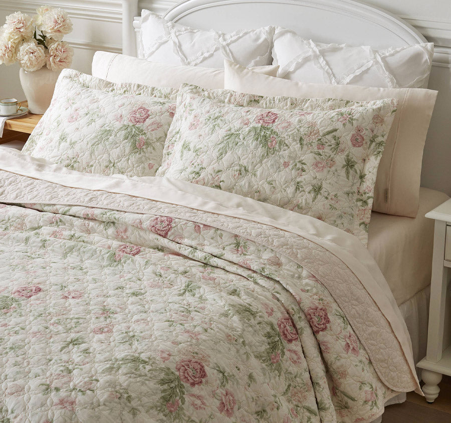 Breezy Floral Coverlet Set Pink and Green – Manchester Warehouse