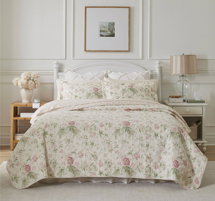 Breezy Floral Coverlet Set Pink and Green – Manchester Warehouse