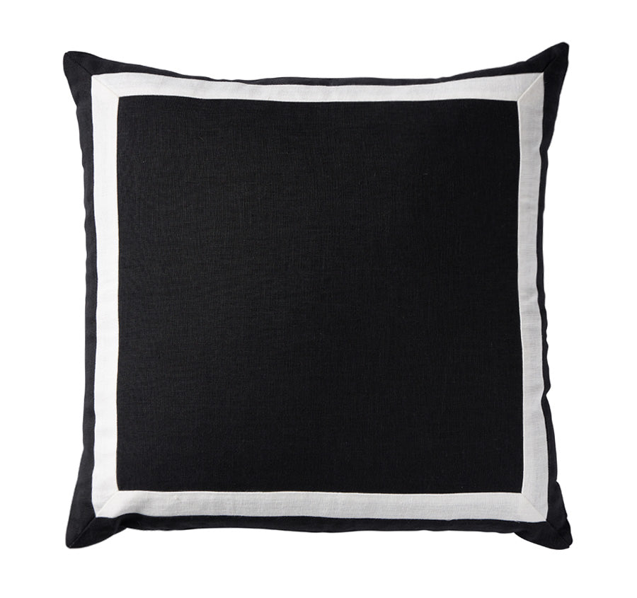 Linen Florence Border 50x50 Cushion Black – Manchester Warehouse