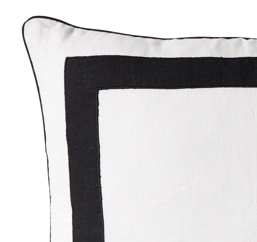 Linen Royal Border 50x50cm Filled Cushion Black – Manchester Warehouse